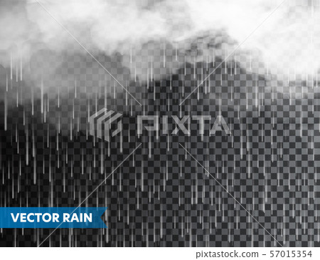 Realistic rain with clouds on transparent... - Stock Illustration ...