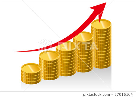 Illustration of gold coins lined up in a... - Stock Illustration ...