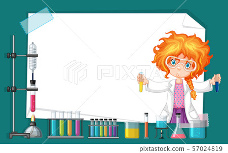 Frame design with girl working in science lab - Stock Illustration ...