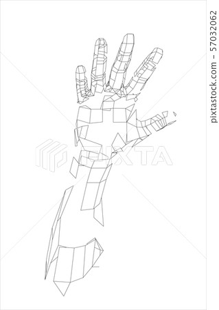 Outline human hand vector. Wire-frame style - Stock Illustration ...
