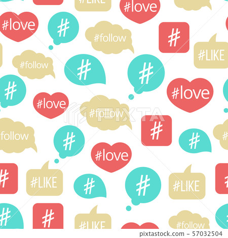 Colorful hashtag bubble seamless pattern - Stock Illustration [57032504 ...