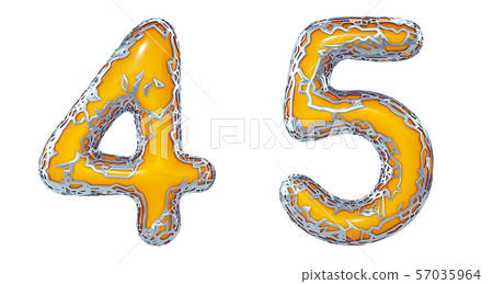 Number set 4, 5 made of realistic 3d render... - Stock Illustration ...