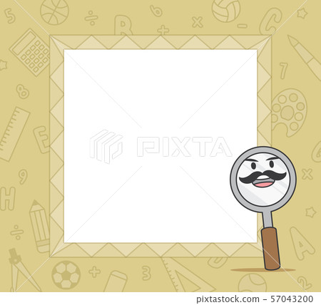 The cartoon green text box frame with magnifying - Stock Illustration ...