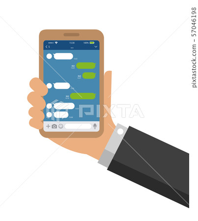 SNS / Message app / Chat app Handheld... - Stock Illustration [57046198 ...