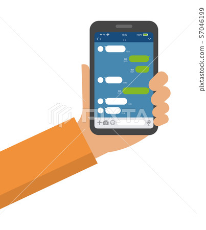 SNS / Message app / Chat app Handheld... - Stock Illustration [57046199 ...