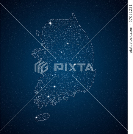 South Korea country map with night stars vector - Stock Illustration ...