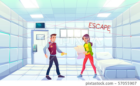 Quest escape asylum room people searching exit - Stock Illustration ...