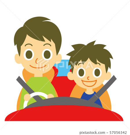 Male driver father and son red car - Stock Illustration [57056342] - PIXTA
