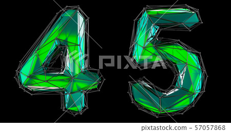 Number set 4, 5 made of green color glass. - Stock Illustration ...