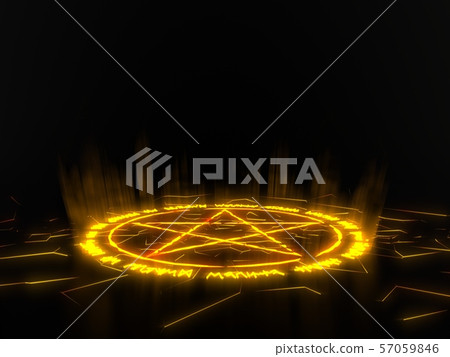 summon circle with pentagram on center. runic - Stock Illustration ...