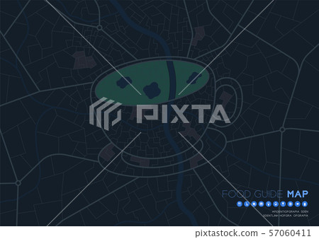 Food and beverage guide map travel with icon... - Stock Illustration ...