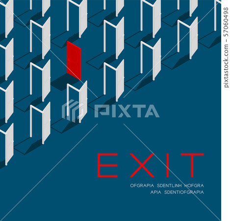 Door 3D isometric pattern, Exit concept poster... - Stock Illustration ...