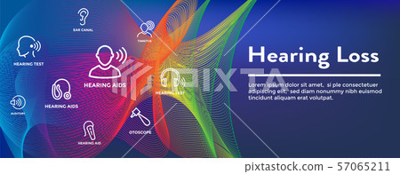 Hearing Aid or loss Web Header Banner with Sound - Stock Illustration ...