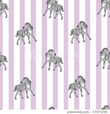 Cute hand drawn funny zebra Seamless pattern - Stock Illustration ...