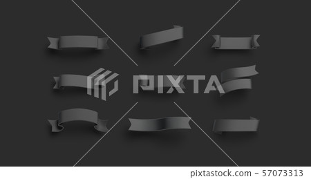 Blank black banderole mockup set, isolated on dark - Stock Illustration ...
