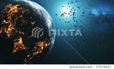 magnetic space rocks approach planet Earth - Stock Illustration ...