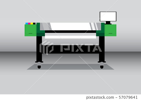 Green large printer with silver gradient - Stock Illustration [57079641 ...