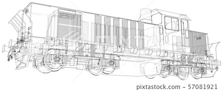 Locomotive wire-frame. Vector illustration.... - Stock Illustration ...