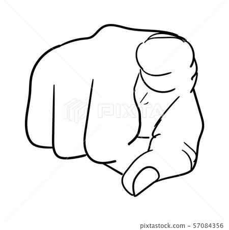 Hand points. Outline doodle vector illustration - Stock Illustration ...