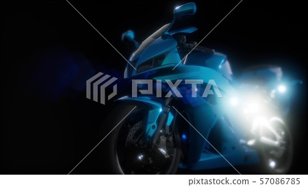 moto sport bike in dark studio with bright lights - Stock Illustration ...
