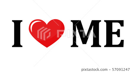 I love me typography with red heart - Stock Illustration [57091247] - PIXTA