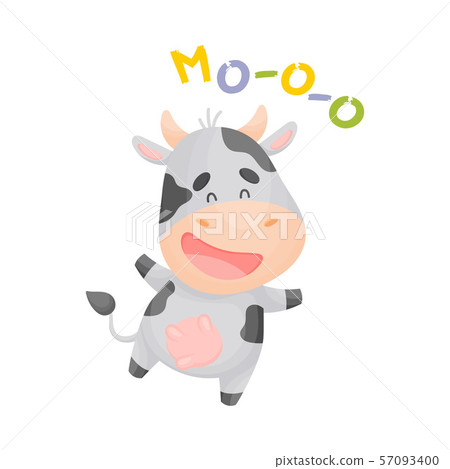 Cartoon spotted cow. Vector illustration on a... - Stock Illustration ...