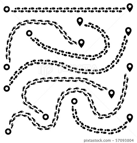 Footprint trails. Footsteps walking track with... - Stock Illustration ...