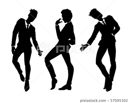 Men silhouettes in classic suits dancing, set of - Stock Illustration ...