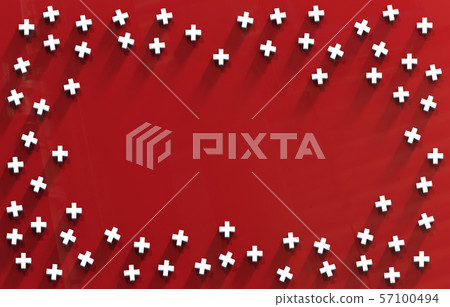 Group of Red Cross icon background. 3D rendering. - Stock Illustration ...