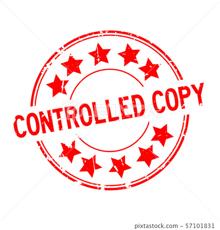 Grunge red controlled copy word with star icon... - Stock Illustration ...