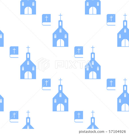 christian seamless pattern with church and bible - Stock Illustration ...