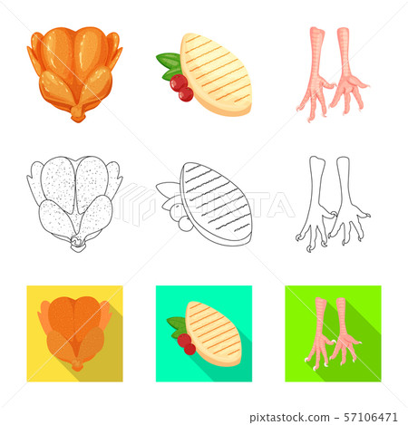 Vector design of product and poultry icon. Set... - Stock Illustration ...
