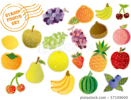 Various fruits: Stamp style - Stock Illustration [57109600] - PIXTA