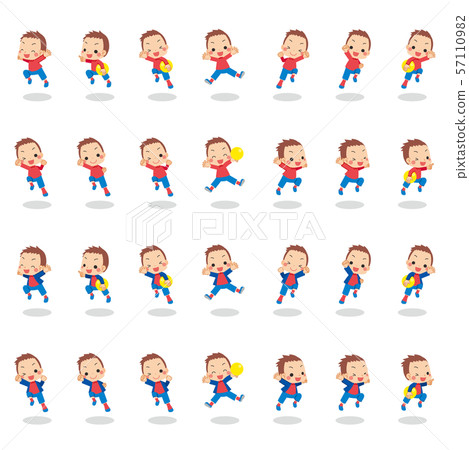 A collection of boy poses that play well - Stock Illustration [57110982 ...