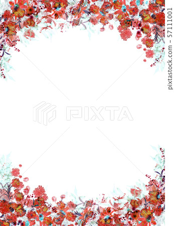 Red floral flower design frame graphic - Stock Illustration [57111001 ...