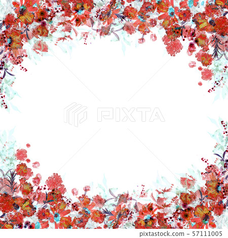 Red floral flower design frame graphic - Stock Illustration [57111005 ...