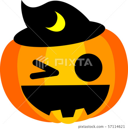 Halloween pumpkin ghost crescent black hat wink - Stock Illustration ...