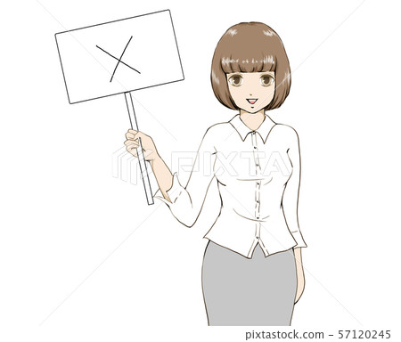 Woman with x sign board - Stock Illustration [57120245] - PIXTA