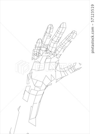 Outline human hand vector. Wire-frame style - Stock Illustration ...