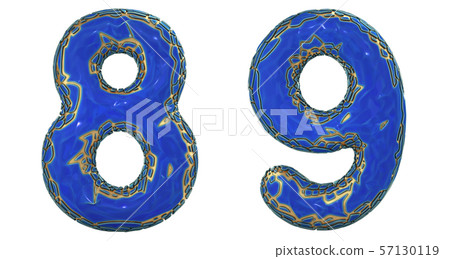 Number set 8, 9 made of realistic 3d render... - Stock Illustration ...