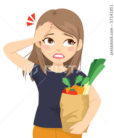 Young teenager woman notices she forgot... - Stock Illustration ...