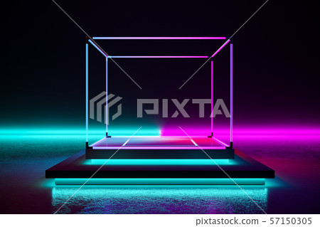 Rectangle stage with neon light - Stock Illustration [57150305] - PIXTA