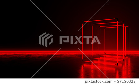 Red rectangle neon light on dark floor - Stock Illustration [57150322 ...