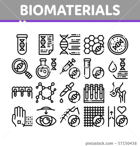 Biomaterials Collection Elements Vector Icons Set - Stock Illustration ...