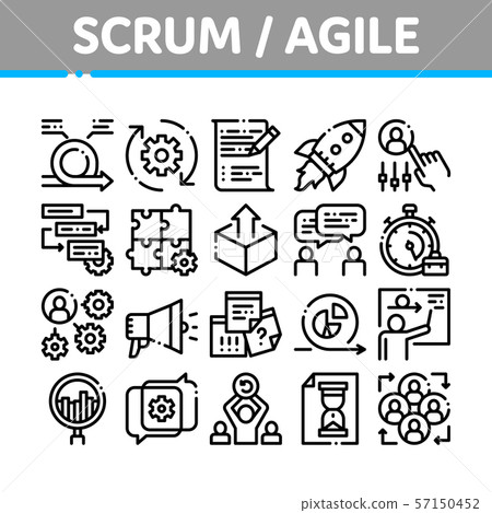Scrum Agile Collection Elements Vector Icons Set - Stock Illustration [57150452] - PIXTA