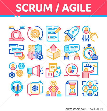 Scrum Agile Collection Elements Vector Icons Set - Stock Illustration [57150499] - PIXTA