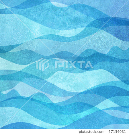 Watercolor transparent sea ocean teal waves - Stock Illustration ...