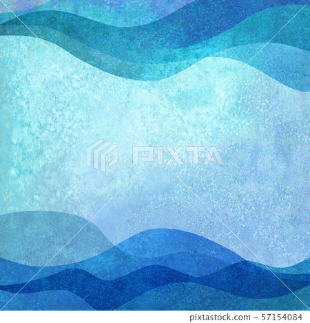 Watercolor transparent sea ocean teal waves - Stock Illustration ...