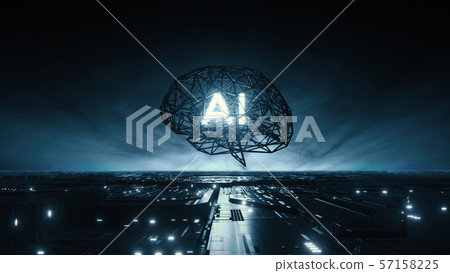 Artificial intelligence concept grid brain - Stock Illustration ...