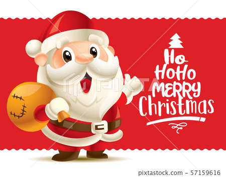 Merry Christmas. Cute Santa Claus with big red... - Stock Illustration ...